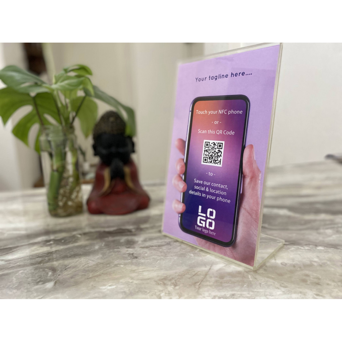 1Card Standee - Custom Printed NFC & Smart QR Code digital standee